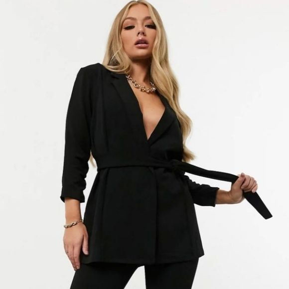 Jackets & Coats | New Black 34 Sleeve Boyfriend Blazer No Belt Size ...